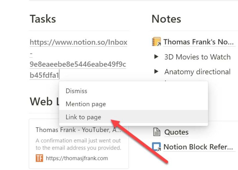 Notion Links: How to Create Page Links, Backlinks, and Sub-Pages - Thomas Frank