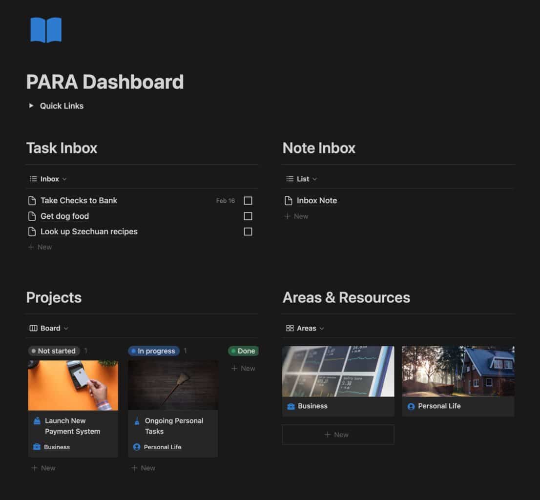 PARA Method Template for Notion (Building a Second Brain)