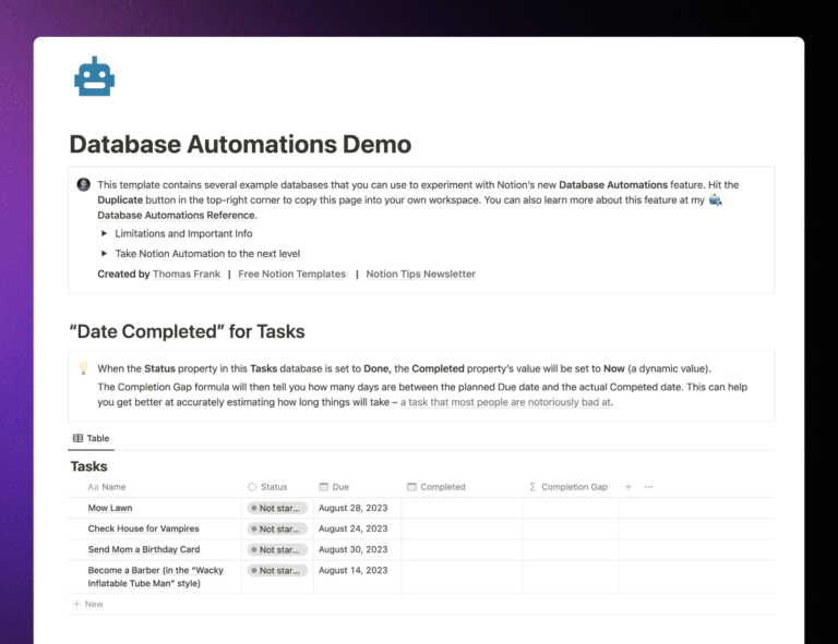 Notion Database Automations: The Complete Guide - Thomas Frank
