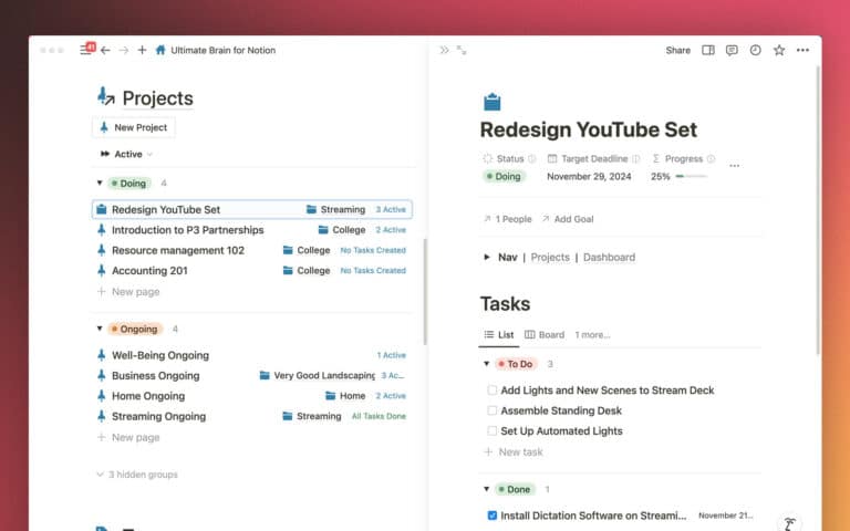 The Ultimate Second-Brain Notion Template - Tasks, Notes, and Projects