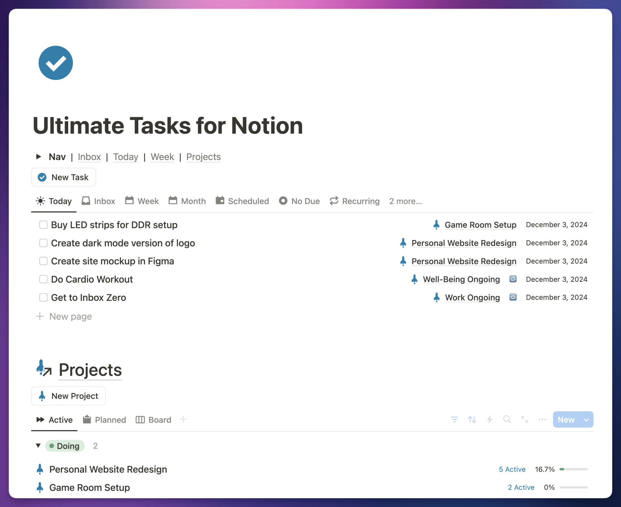 The Ultimate Task and Project Management Template for Notion
